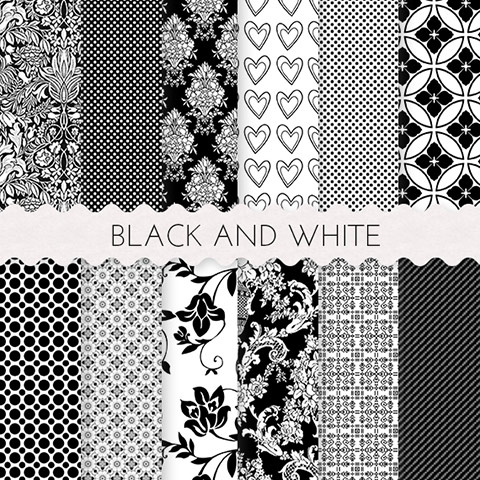 Black and White Scrapbook Papers 12x12 Printable Paper