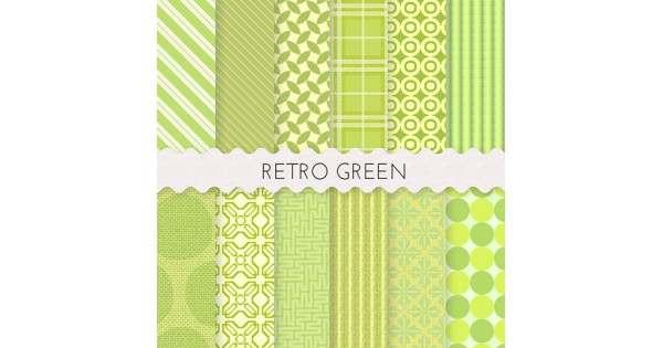 Retro Green Scrapbook Papers 12x12 Printable Sheets